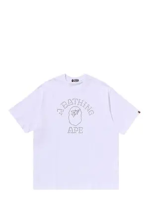 A BATHING APE Rhinestone College Relaxed Fit Tee - White