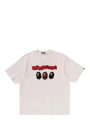 A BATHING APE Triple Ape Head Relaxed Fit Tee 'ivory - Cream