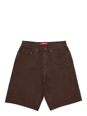 Supreme Script Baggy Denim Shorts - Brown