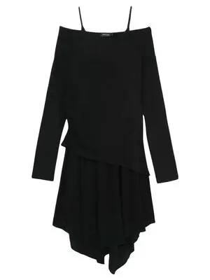 TOUT A COUP Asymmetric Layered Dress - Black