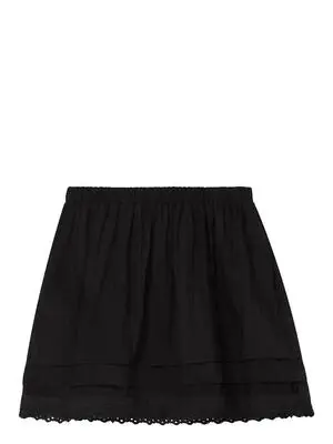 B+AB Embroidered Hem A-line Skirt - Black