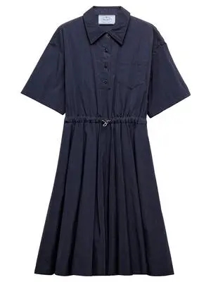 Prada Prada Drawstring Pleated Midi Dress Bleu