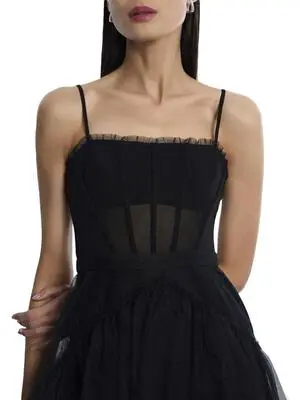 Bcbgmaxazria Oly Ruffle Tiered Corset Gown - Black