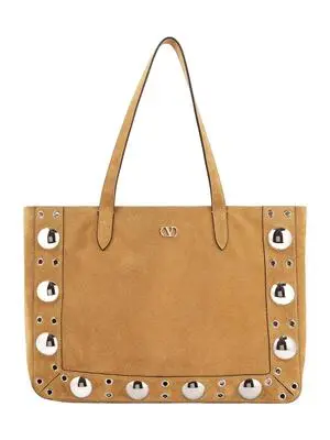 Valentino Garavani Nellcôte Medium Studded Suede Shopper - Beige