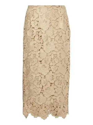 Oscar De La Renta Guipure Lace Pencil Skirt - Gold
