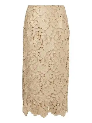 Oscar De La Renta Guipure Lace Pencil Skirt - Gold