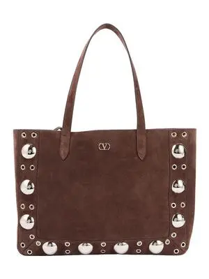 Valentino Garavani Nellcôte Medium Studded Suede Shopper - Brown