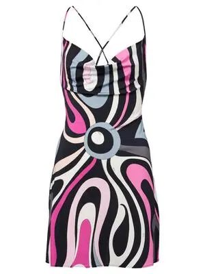 Emilio Pucci Marmo Satin Slip Dress - Black