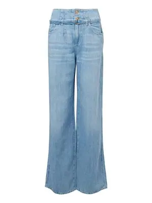 7 For All Mankind Phoenix Belted High-rise Wide-leg Jeans - Blue