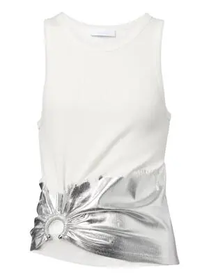 Rabanne Gathered Cotton-blend Tank Top - White