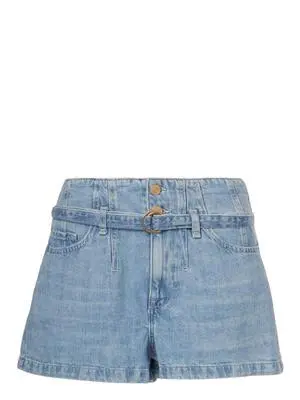 7 For All Mankind Kansas Belted Denim Shorts - Blue