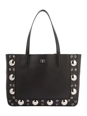 Valentino Garavani Nellcôte Medium Studded Leather Shopper - Black