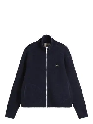 DRAKE'S Boucle Wool Fleece Jacket - Navy