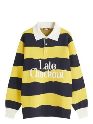 LATE CHECKOUT Striped Rugby Polo - Yellow/navy