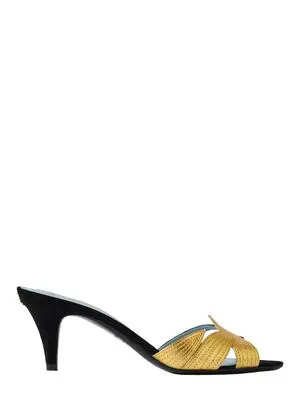 Valentino Garavani 65 Metallic Leather And Suede Sandals - Black