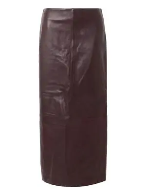 ST. AGNI Paneled Leather Maxi Skirt - Burgundy