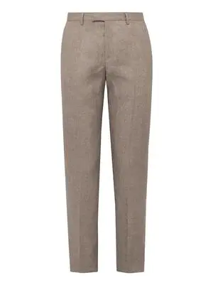 Paul Smith Slim-fit Tapered Linen Trousers - Brown