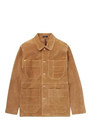 DRAKE'S Welder Suede Chore Jacket - Brown