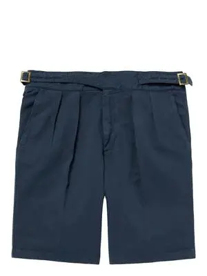 Rubinacci Manny Straight-leg Pleated Cotton Shorts - Blue