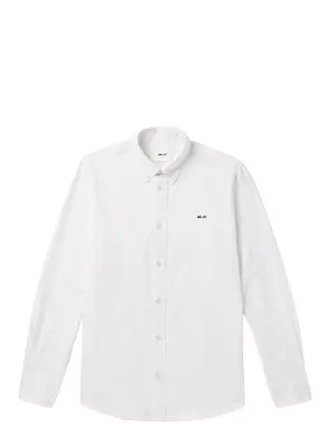 Nn07 Colby 5910 Button-down Collar Logo-embroidered Organic Cotton Shirt - White