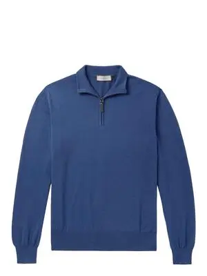 Canali Cotton Half-zip Sweater - Blue