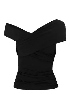 Rick Owens Sahara Asymmetric Gathered Top - Black