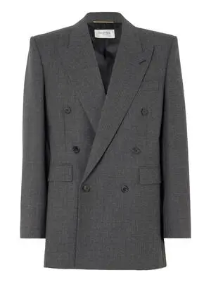 Saint Laurent SAINT LAURENT Double-breasted Wool Blazer Dark Gray