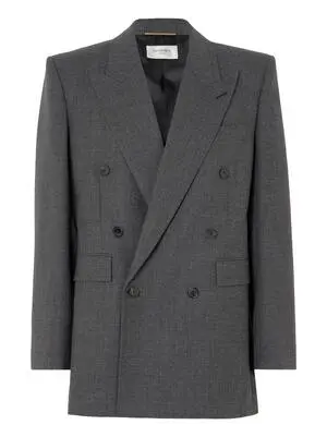 Saint Laurent Double-breasted Wool Blazer - Gray