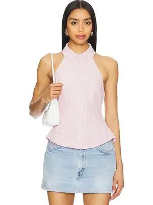 MORE TO COME Open Back Halterneck Top - Rose