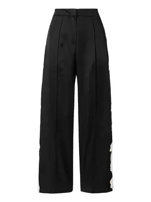 JIL SANDER Guipure Lace-trimmed Wide-leg Pants - Black