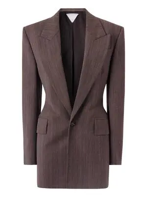 Bottega Veneta Striped Wool-blend Twill Blazer - Brown