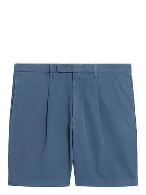 Boglioli Cotton And Linen-blend Twill Shorts - Slate Blue