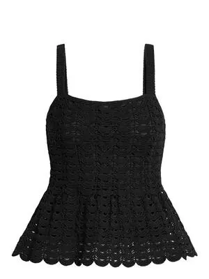 Carolina Herrera Crochet Peplum Top - Black