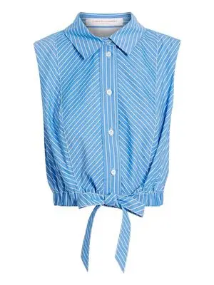 Carolina Herrera Striped Cotton-poplin Top - Azure