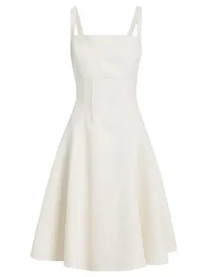 Oscar De La Renta Grain De Poudre Wool-blend Dress - Ivory