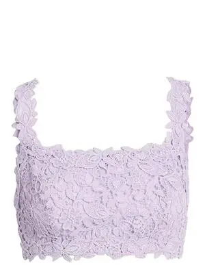 Carolina Herrera Cropped Guipure Lace Top - Lilac