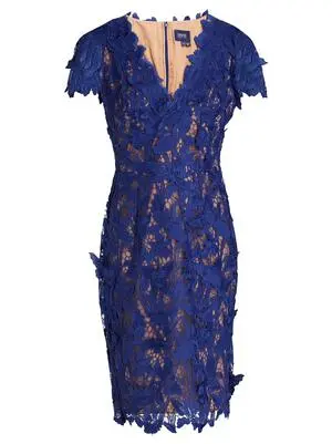 Marchesa Guipure Lace Dress - Navy