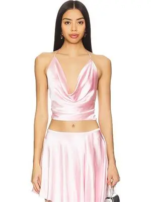 Bardot Andreama Satin Halter Top - Petal Pink