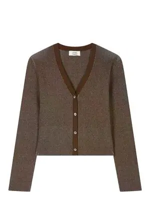 STUDIO TOMBOY V-neck Ribbed-knit Cardigan - Brown