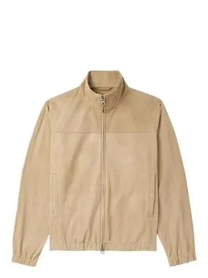 Loro Piana Suede Zip-up Bomber Jacket - Brown