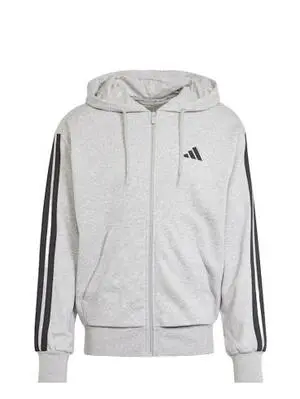 Adidas Essentials 3-stripes French Terry Full-zip Hoodie - Medium Grey Heather/black