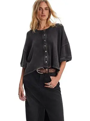 Free People We The Free Flashback Cardi Tee Charcoal