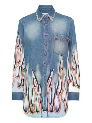 Philipp Plein Flame Racing Shirt - Blue