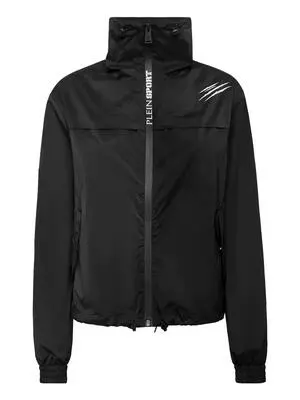 PLEIN SPORT Scratch-print Cropped Windbreaker - Black