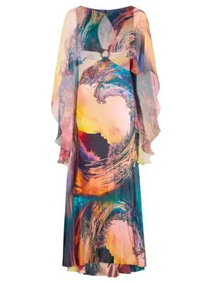 Roberto Cavalli Silk Maxi Dress - Orange