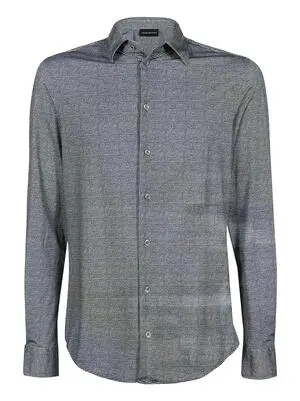 Emporio Armani Houndstooth Pattern Shirt - Black