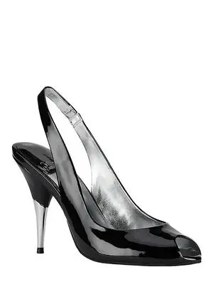 Jeffrey Campbell Charis Slingback Pumps - Black Patent