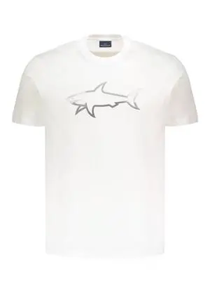 Paul & Shark Reflective Shark-print Cotton T-shirt - White