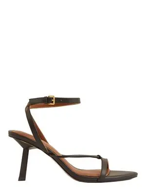REISS Ashley Leather Heeled Sandals - Black