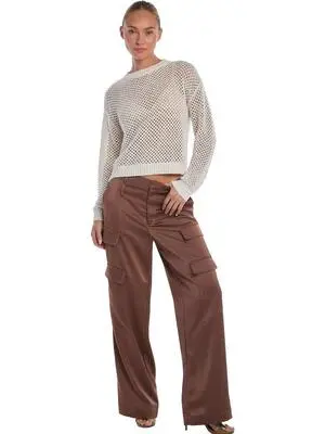 THE NOLI SHOP Milan Satin Cargo Pant Mocha